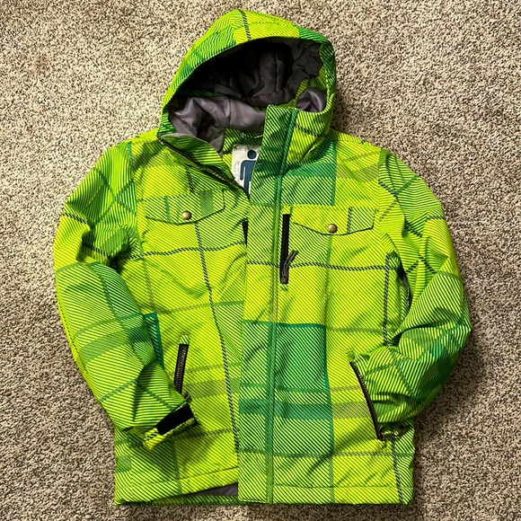Firefly | Jackets & Coats | Neon Hunter Green Gray Hood With Velcro ...